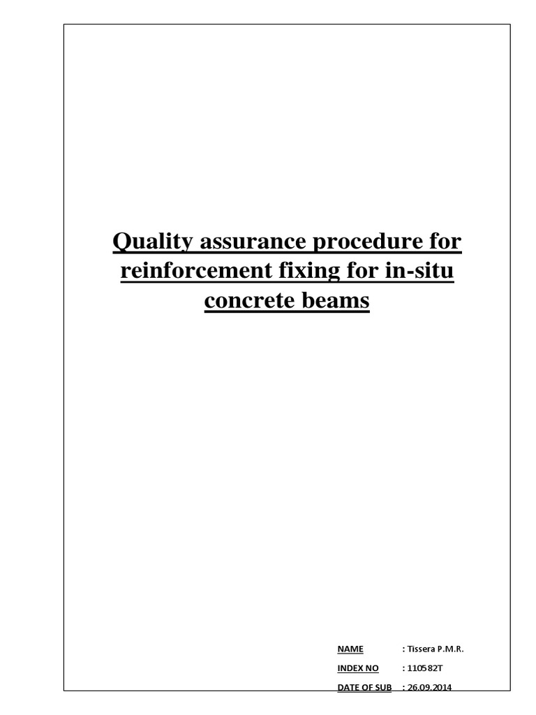 Reinforcement Fixing For A Beam - Quality Management Procedure | PDF ...