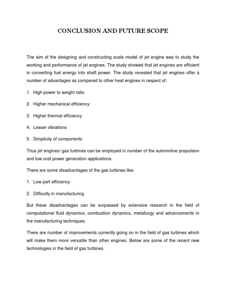 Conclusion and Future Scope | PDF | Gas Turbine | Engines
