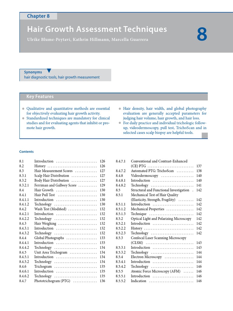 Hair Growth Assessment Techniques | PDF | Hair Loss | Microscope