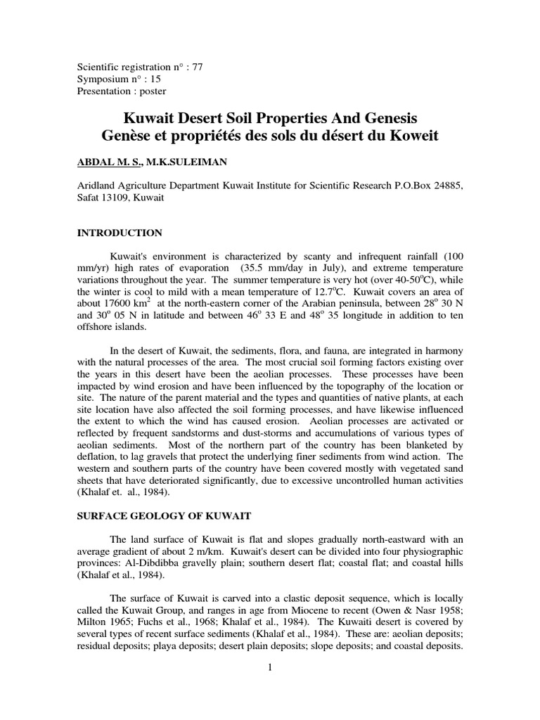 77-t (Kuwait Desert Soil Properties and Genesis) | PDF | Kuwait | Desert
