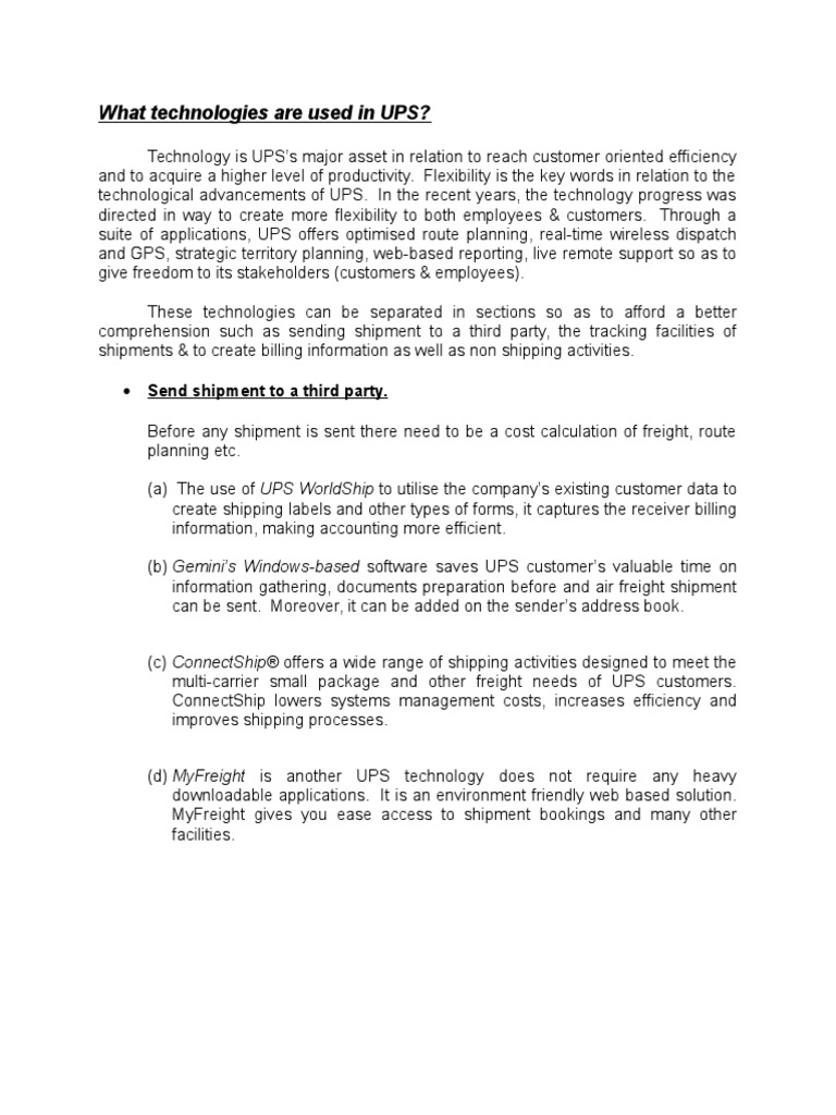 What Technologies Are Used in UPS | PDF | United Parcel Service | Cargo