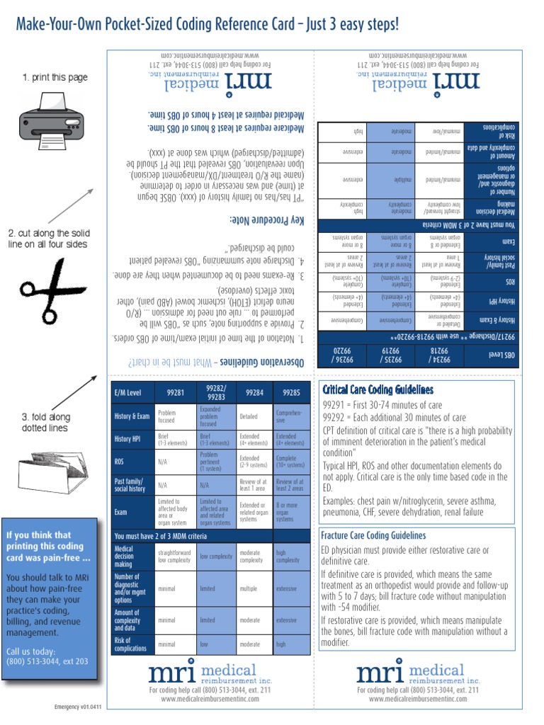 Mri Emergency Coding Card v2 | PDF | Health Care | Health Sciences