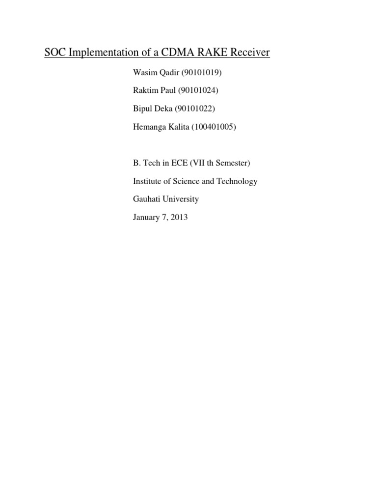 Rake Receiver Pdf Modulation Electronic Engineering