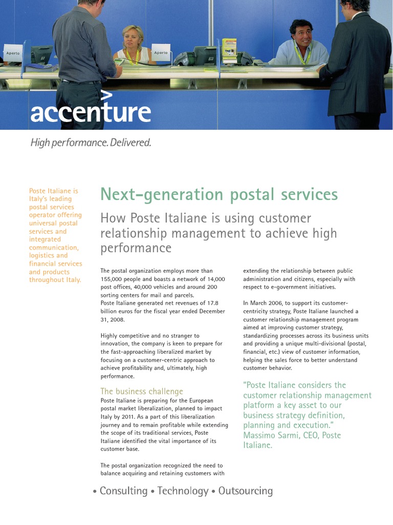 Accenture Postal Poste Italiane Next Generation Postal Services | PDF ...