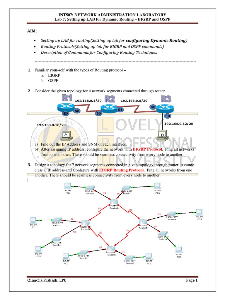 Lab 7. EIGRP & OSPF Routing Protocol | PDF | Routing | Computer Network