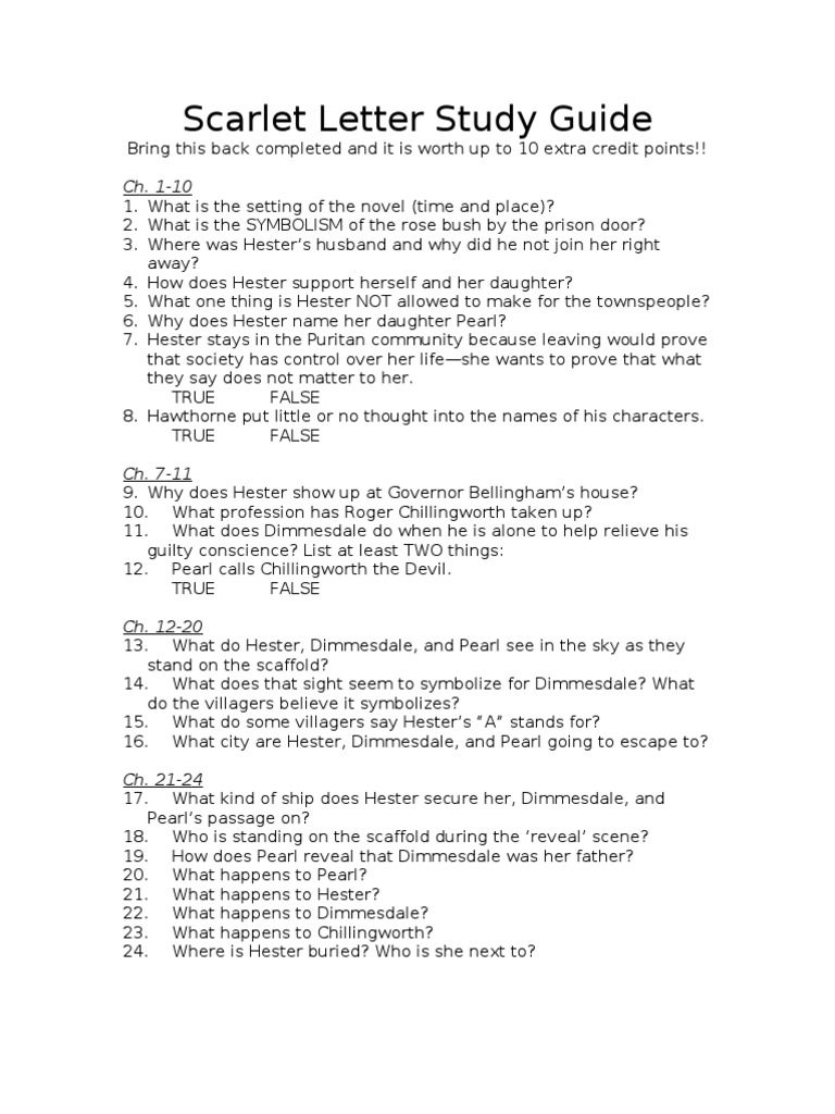 Scarlet Letter Study Guide Overview | PDF | The Scarlet Letter