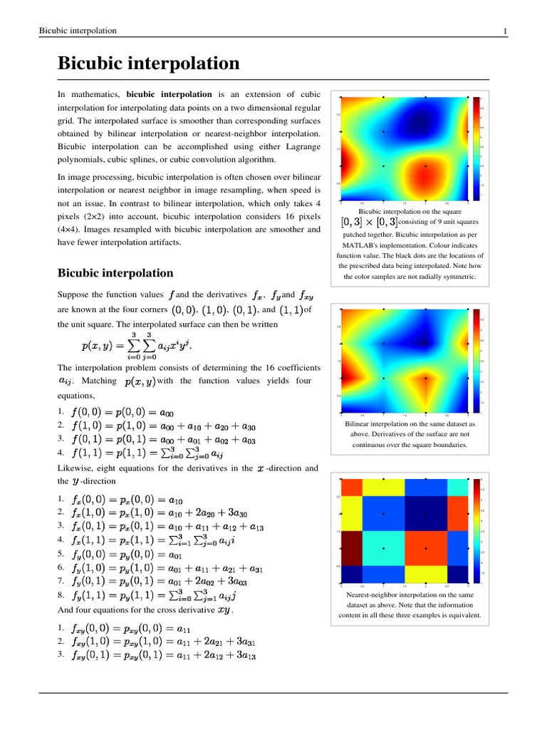 Bicubic interpolation Wiki.pdf | Interpolation | Numerical Analysis