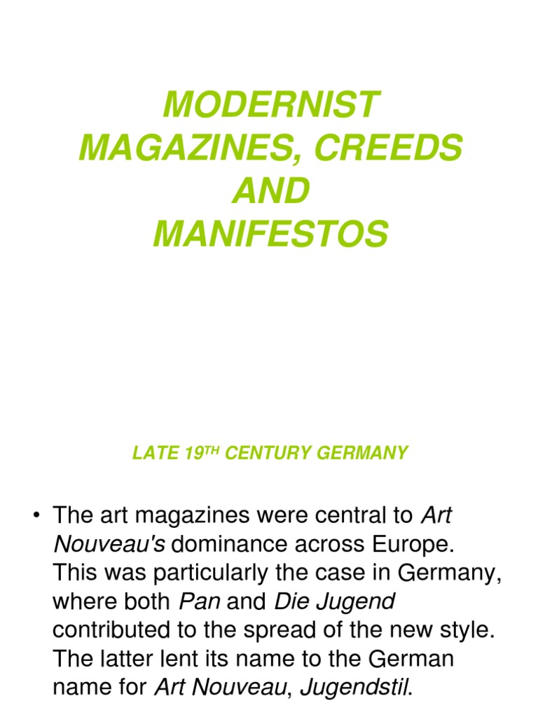 Modernist Magazines and Manifestos | PDF