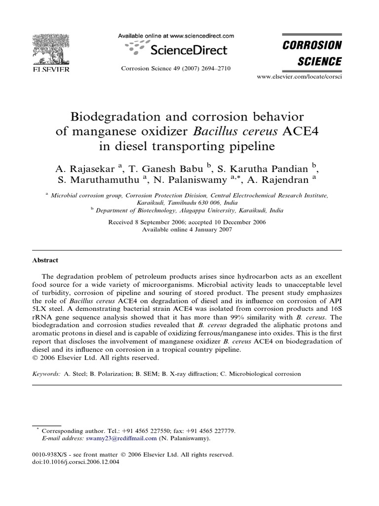 Corrosion Science 2007 | PDF | Redox | Primer (Molecular Biology)