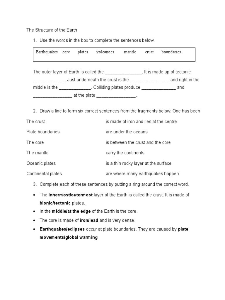 The Structure of The Earth Ws | PDF
