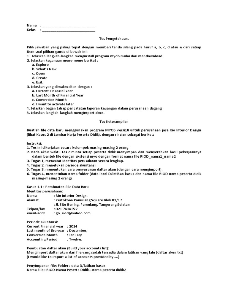 Latihan Kasus Myob | PDF