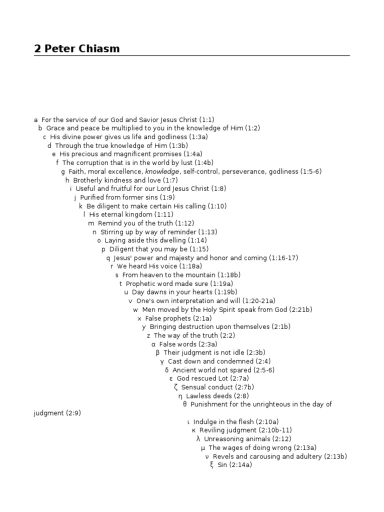 2 Peter Chiasm | PDF | Perseverance Of The Saints | Monotheism