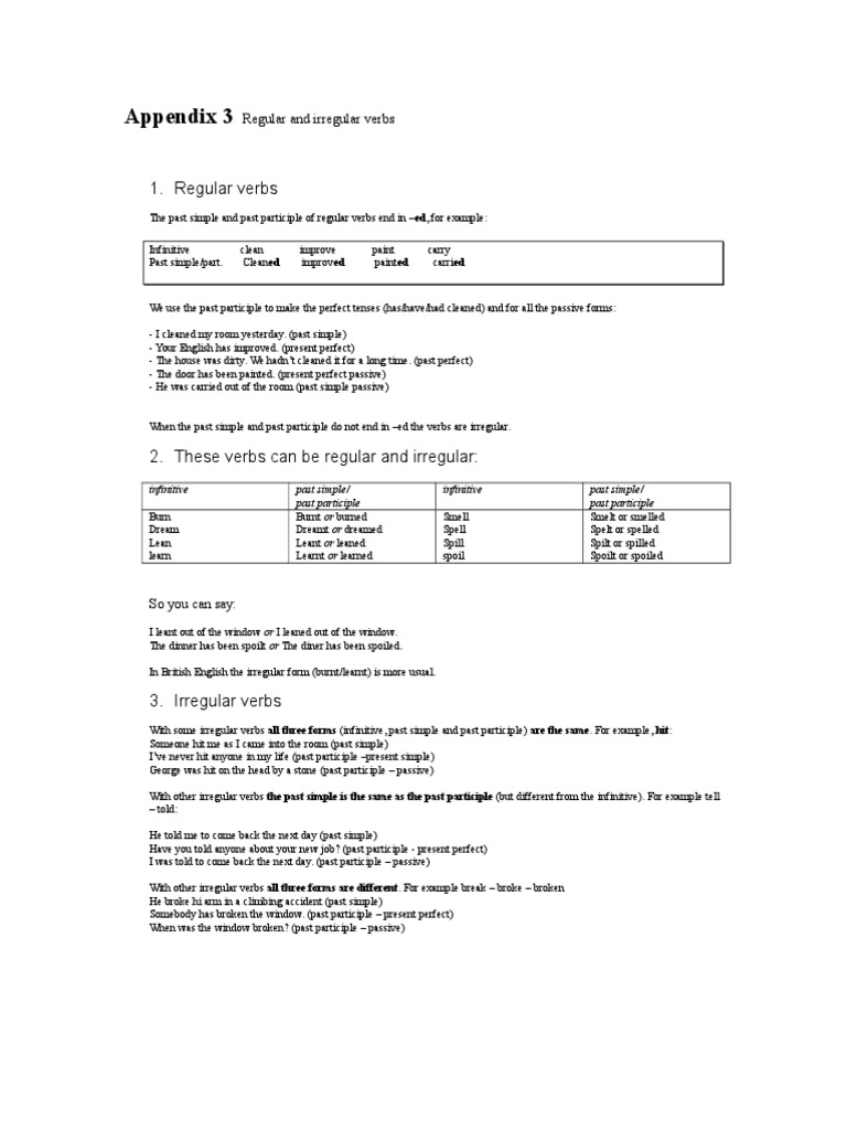 Engleza-Verbe Regulate Si Verbe Neregulate | PDF | Perfect (Grammar) | Verb
