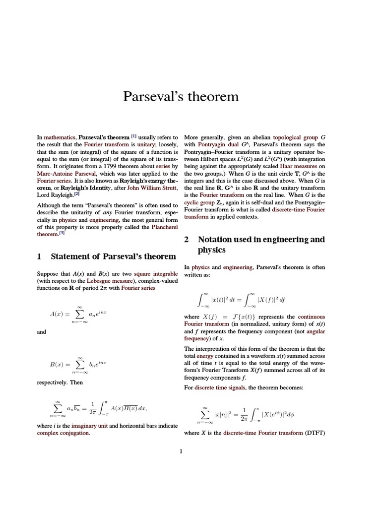 Parseval Theorem | Fourier Transform | Theoretical Physics