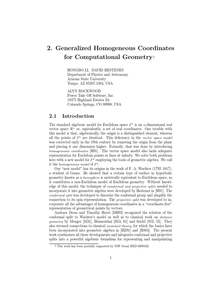 CompGeom-ch2 - Generalized Homogeneous Coordinates PDF | PDF ...