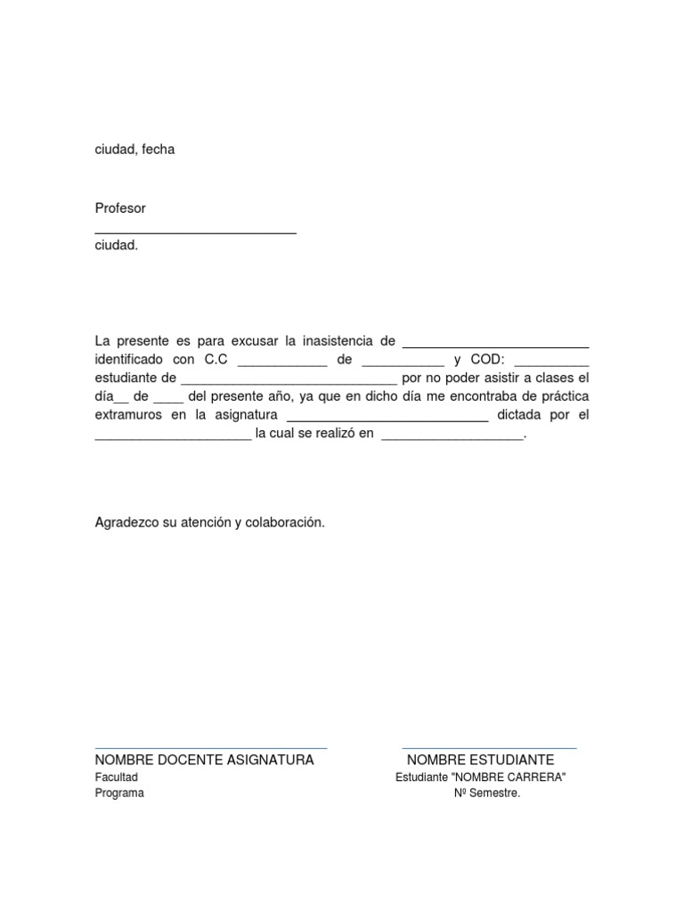 Carta Excusa Practicas Academicas | PDF