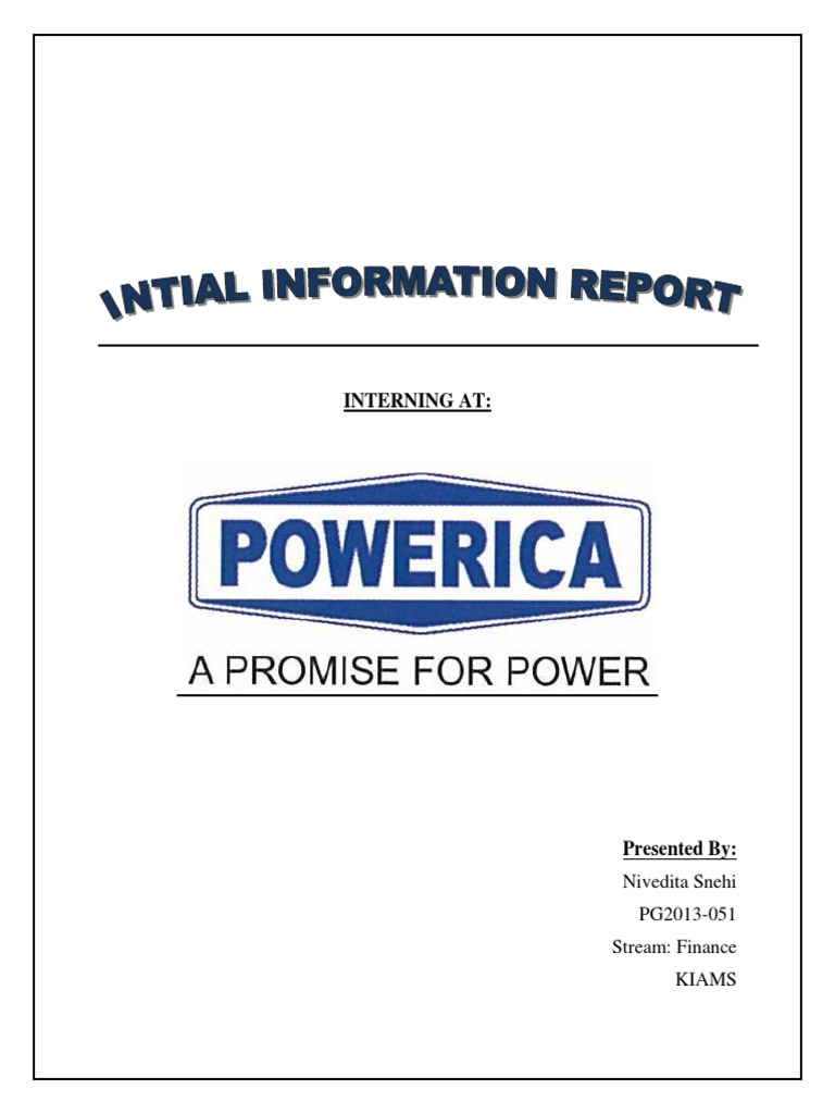 Intial Information Report (Financial Analysis) | PDF | Cost Accounting ...