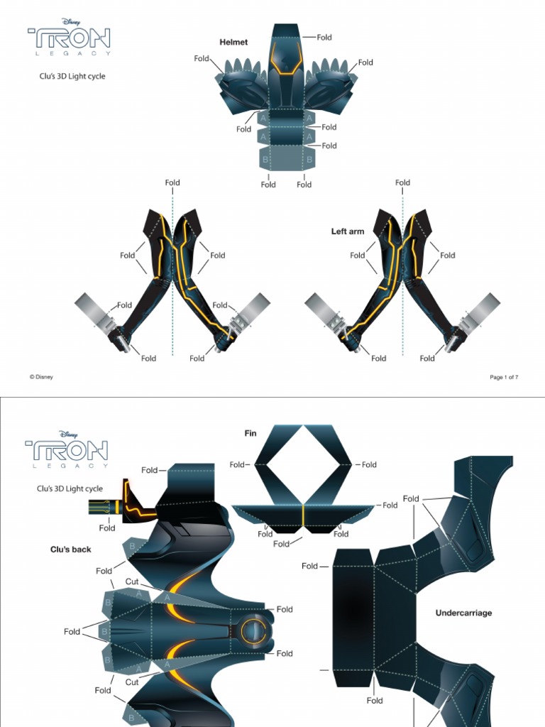 Tron Clu Lightcycle Papercraft Printable FDCOM4 | PDF