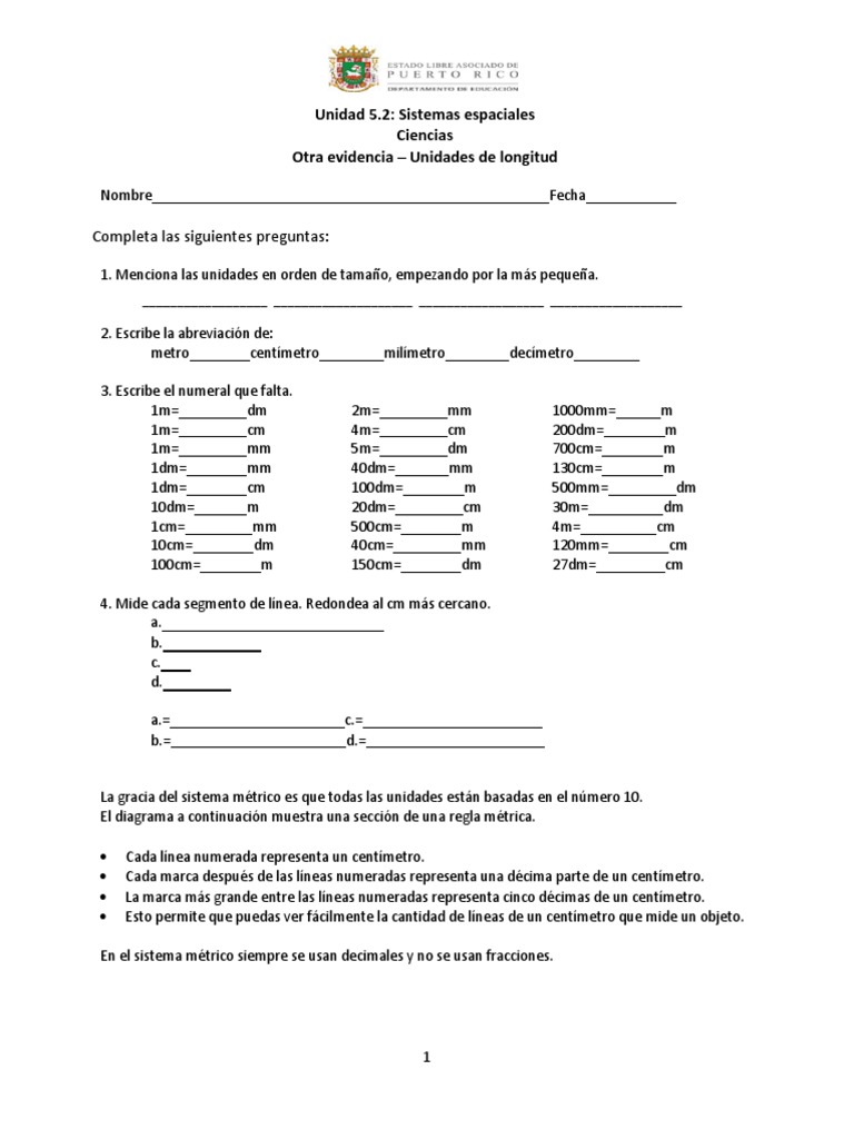 5.2 Tarea de Desempeno 5.2 Otra Evidencia - Unidades de Longitud | PDF