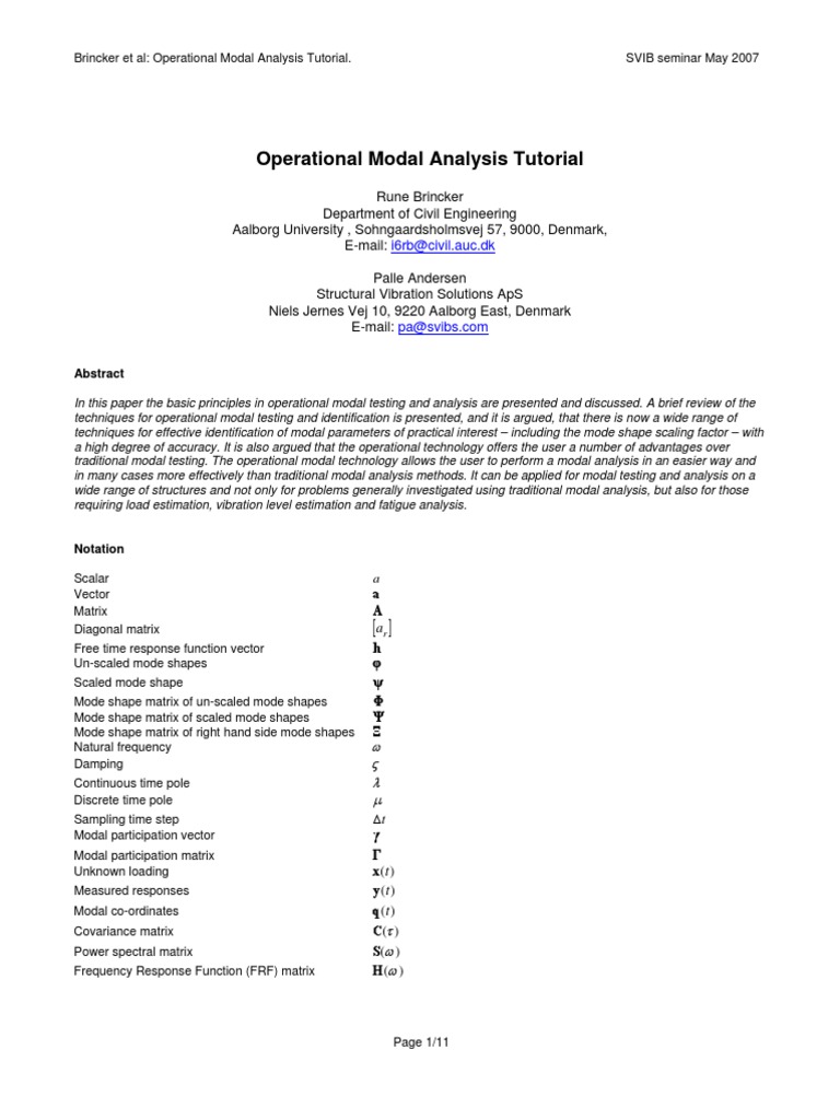 Operational Modal Analysis Tutorial Pdf Finite Element Method