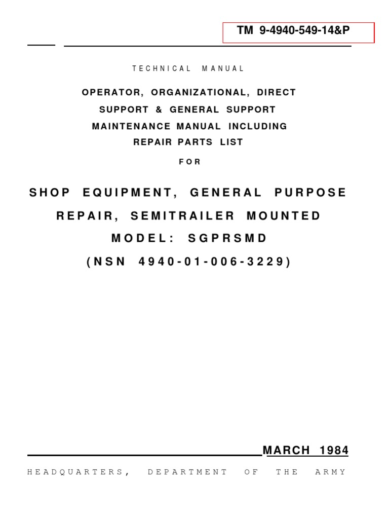 TM 9-4940-549-14P SGPRSMD NSN 4940-01-006-3229 | Thermostat | Tire