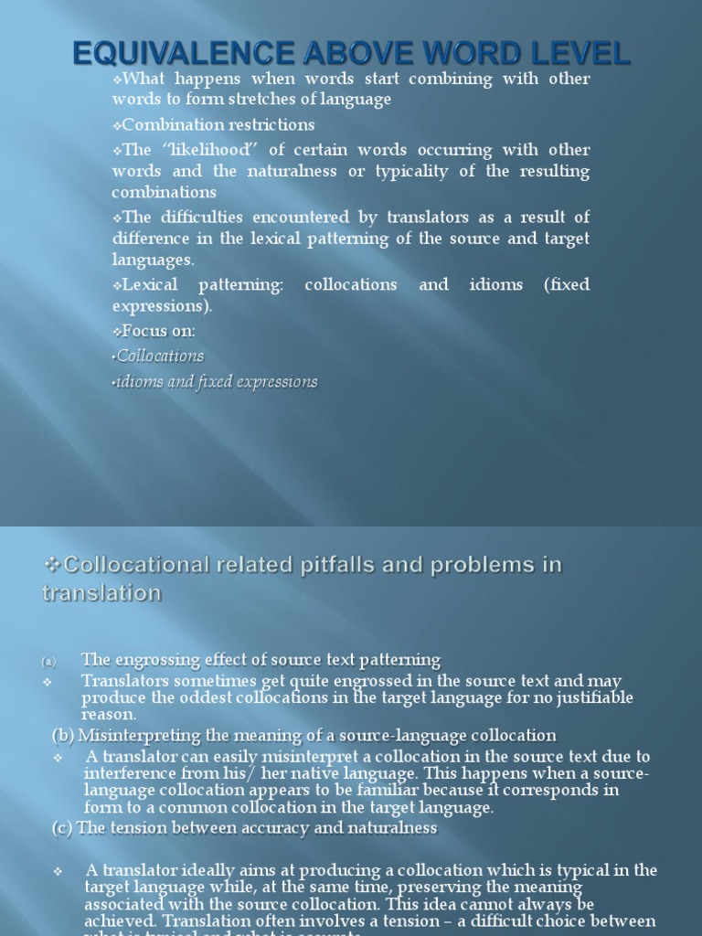 Equivalence Above Word Level | PDF | Idiom | Interpretation (Philosophy)