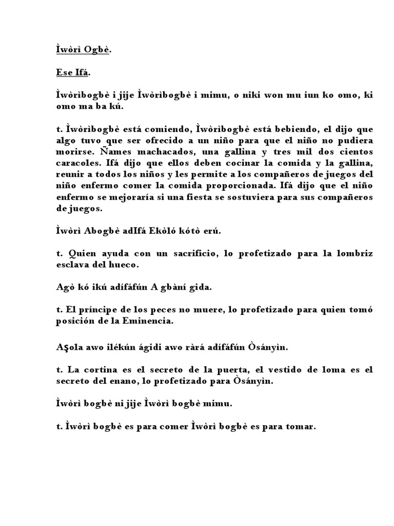 Ìwòrì Ogbè (Osa Maro Ibie) | PDF