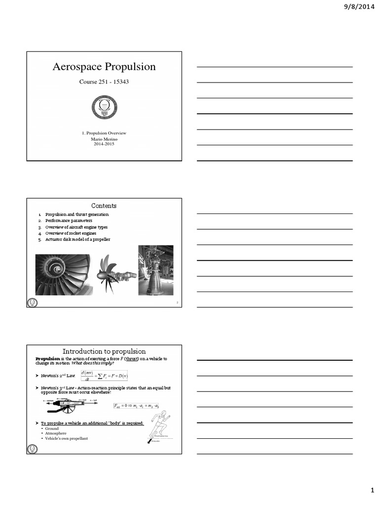 Aerospace Propulsion: Course 251 - 15343 | PDF | Thrust | Spacecraft ...