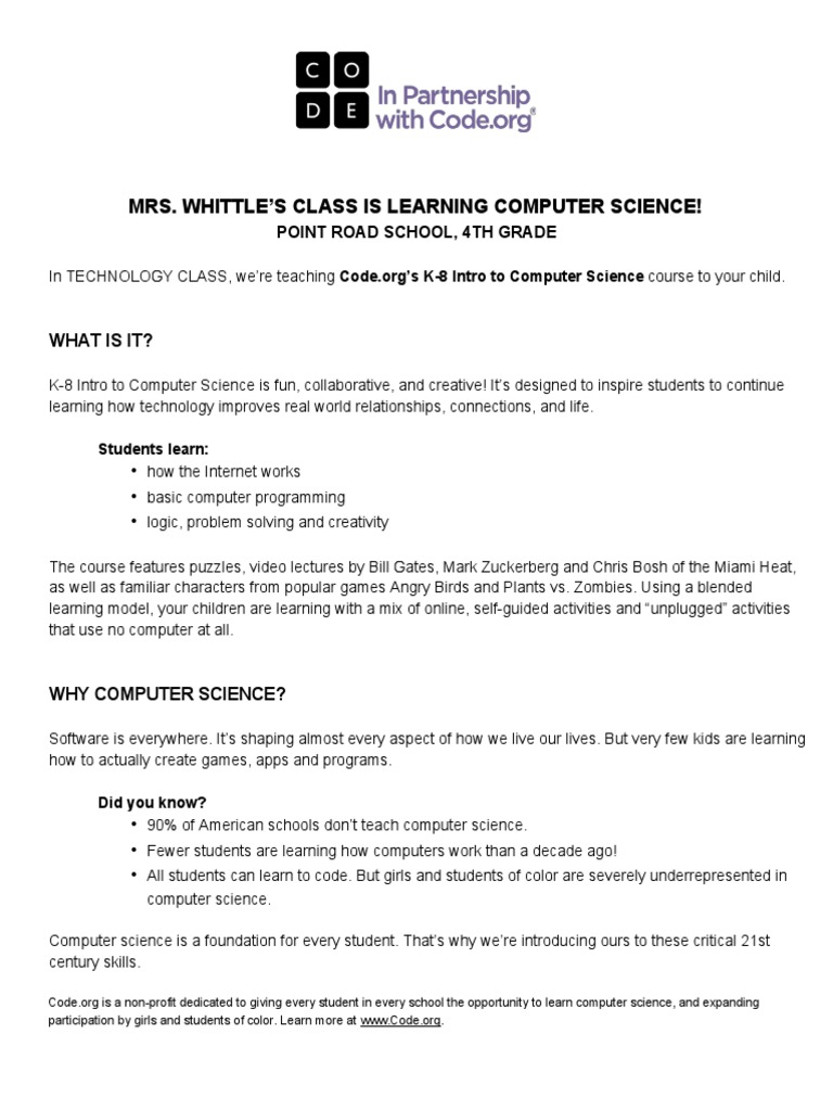 4th Grade Computer Science Learning | PDF