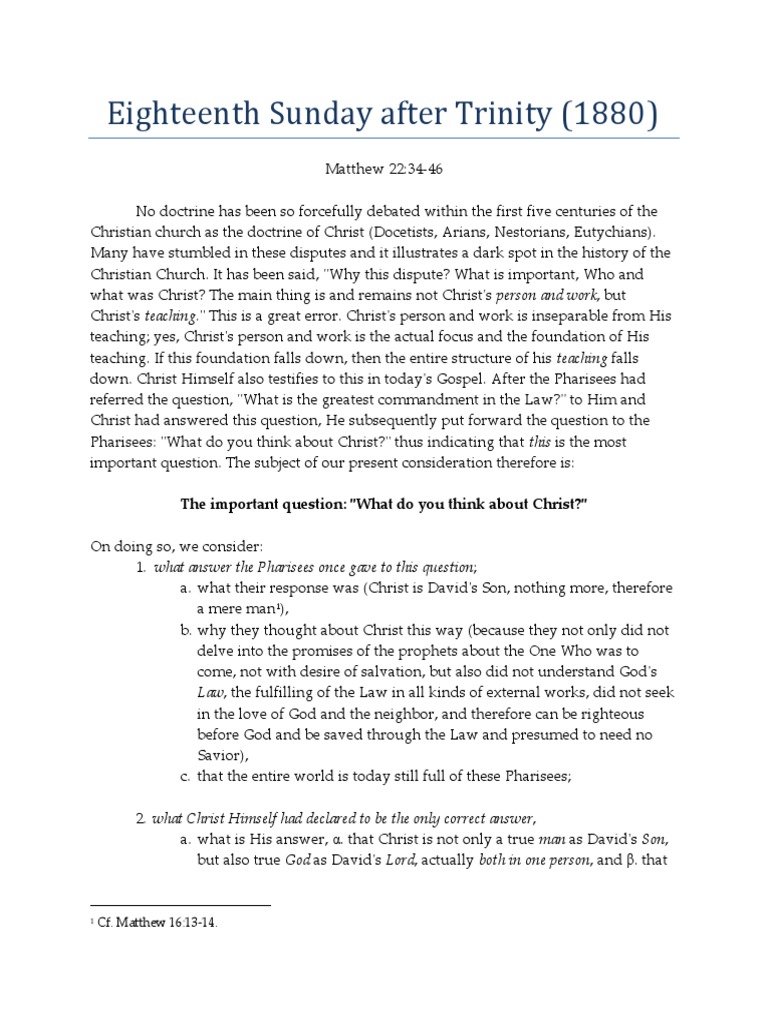 Eighteenth Sunday After Trinity (1880) | PDF | Gospel Of Matthew | Trinity