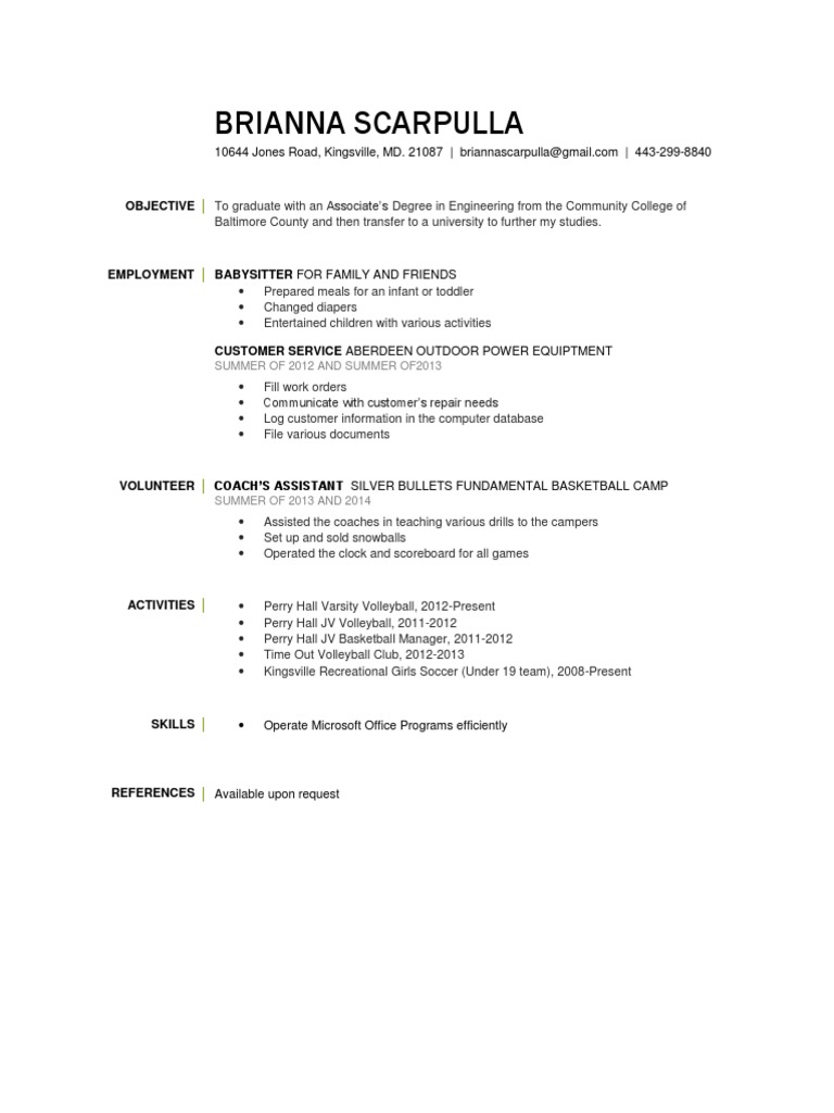 Brianna Scarpulla's Resume Summary | PDF
