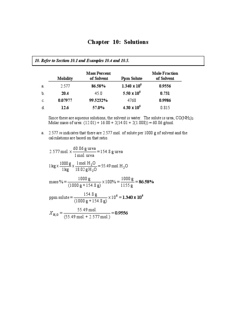 Concentration of Solutions (Molality, Molarity) | PDF | Concentration ...