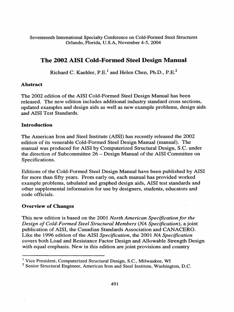 The 2002 AISI ColdFormed Steel Design Manual | PDF | Industries ...