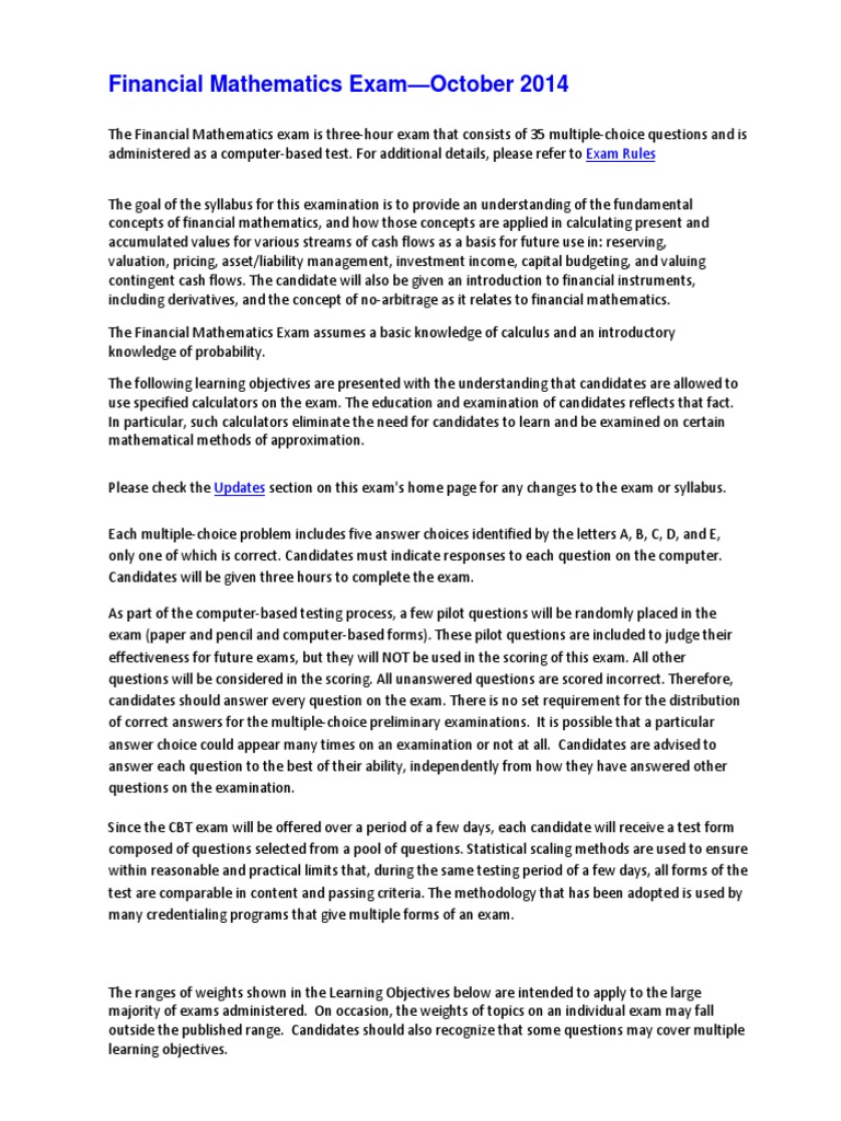 SOA Exam FM Syllabus | PDF | Bond Duration | Option (Finance)