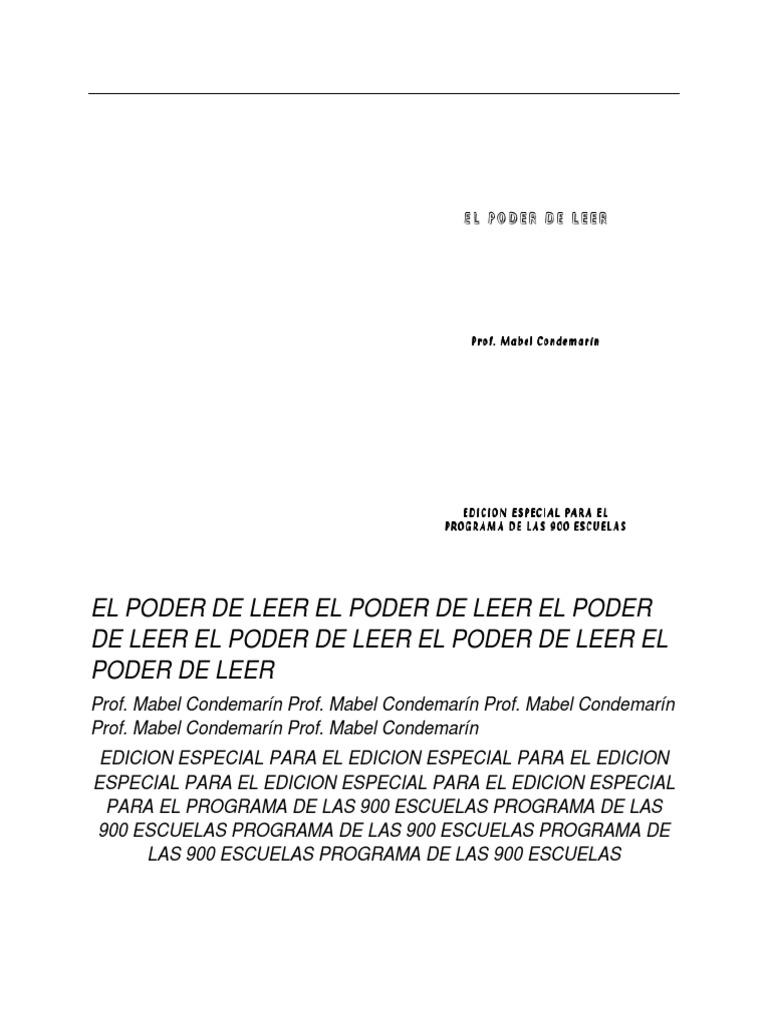 El Poder de Leer - Condemarin | Descargar gratis PDF | Lectura (proceso ...