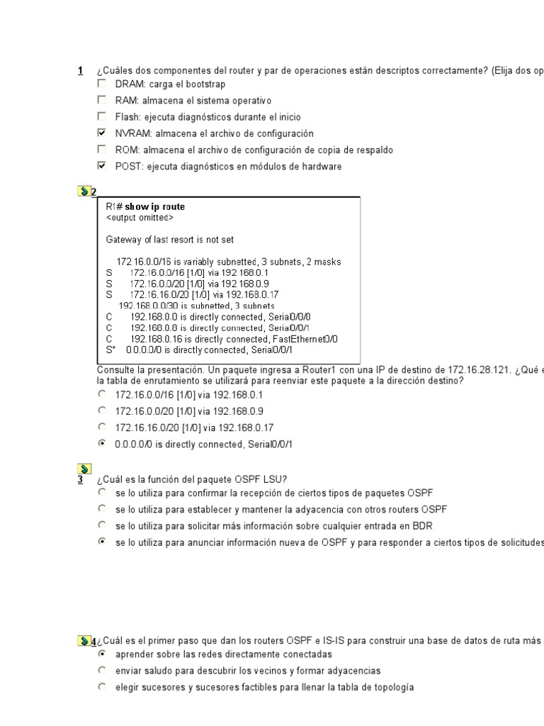 Cisco CCNA2 Examen Final | PDF | Enrutador (Computación) | Enrutamiento
