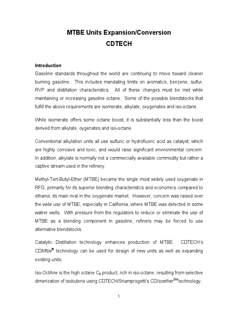 MTBE Expansion & Conversion Guide | PDF | Chemical Reactor | Gasoline