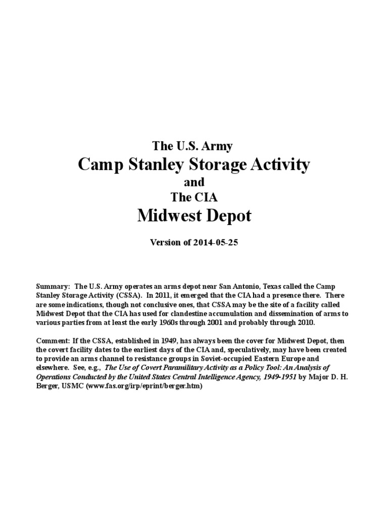 The U.S. Army Camp Stanley Storage Activity and The CIA Midwest Depot ...