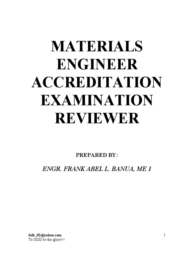 Materials Engineer Reviewer | PDF