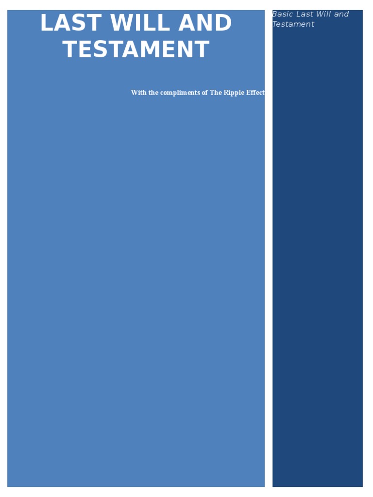 Basic Last Will and Testament Template | PDF | Will And Testament ...