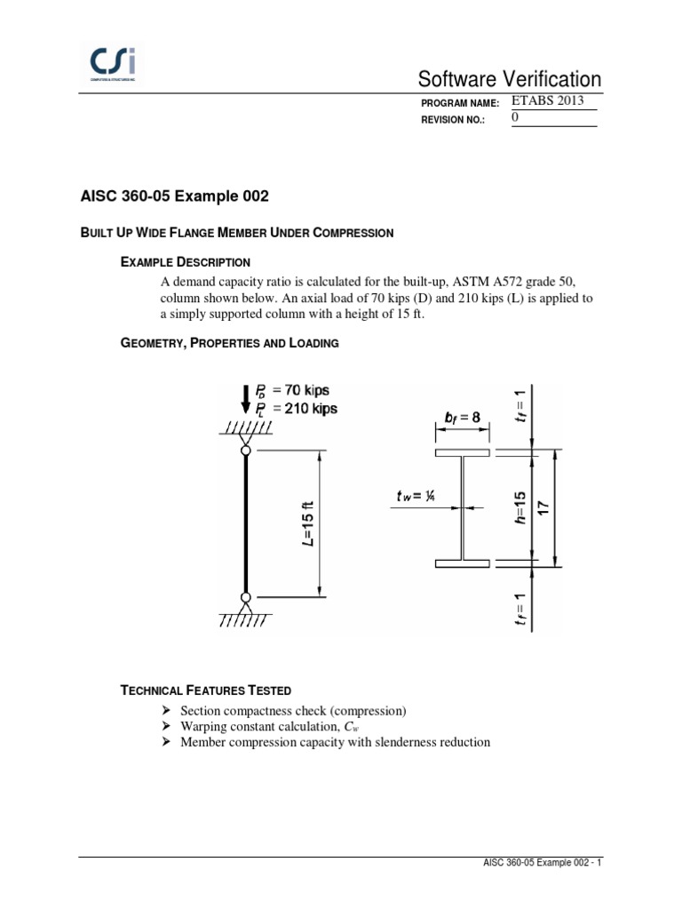AISC 360-05 Example 002 | Buckling | Column