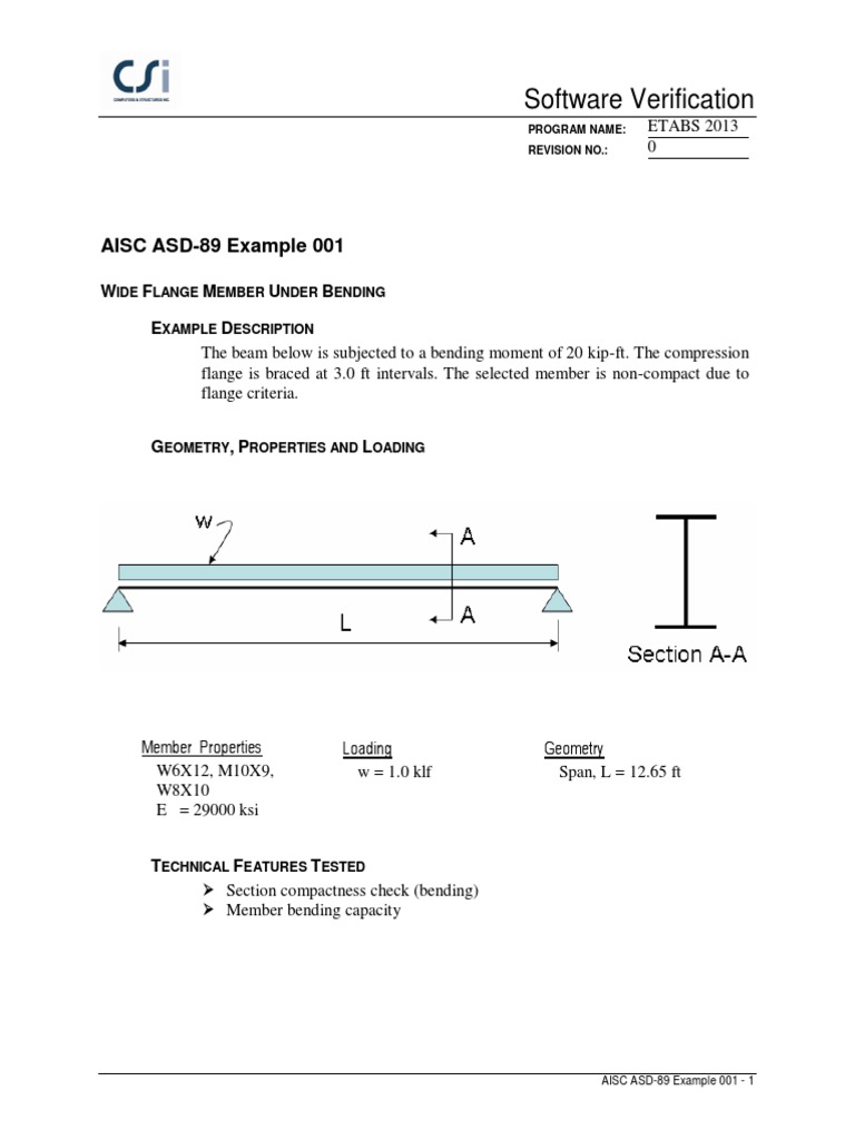 Aisc Asd-89 Example 001 | Bending | Strength Of Materials
