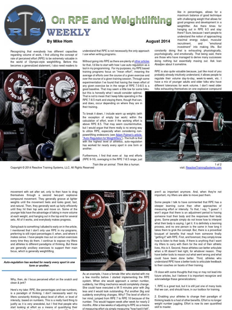 RPE and Weightlifting | PDF | Psychology | Weightlifting