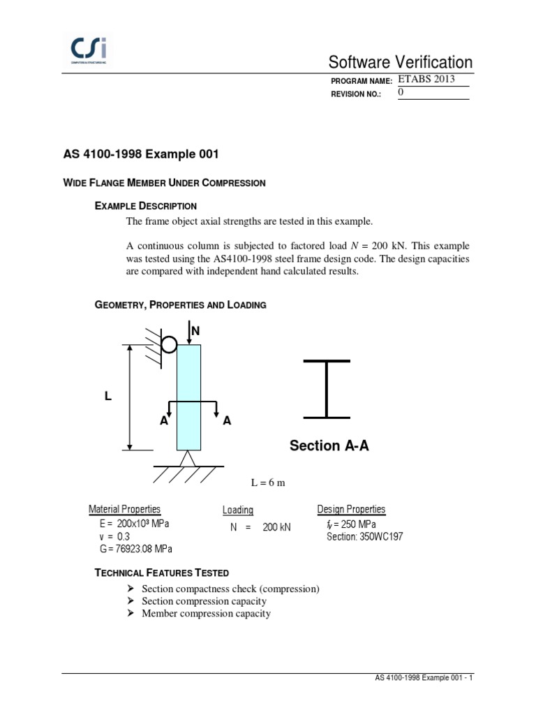AS 4100-1998 Example 001 | PDF | Strength Of Materials | Buckling