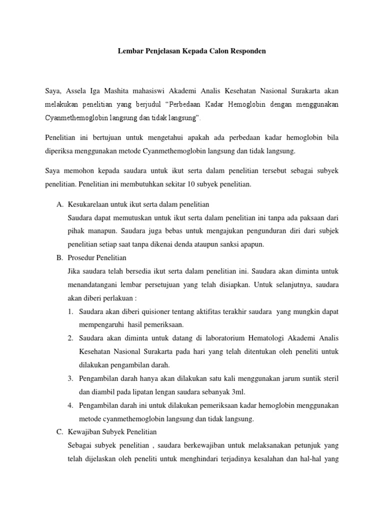 Contoh Informed Consent | PDF