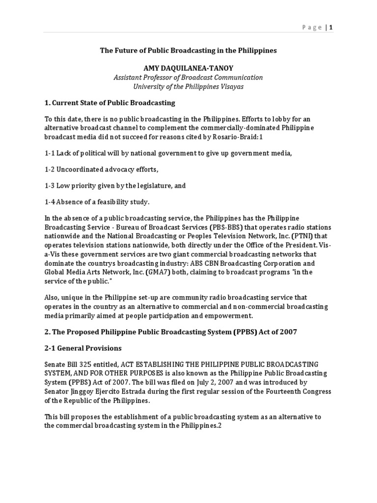 The Future of Public Broadcasting in The Philippines | PDF | Television ...