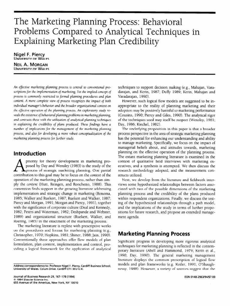 The Marketing Planning Process PDF | PDF | Marketing | Hypothesis
