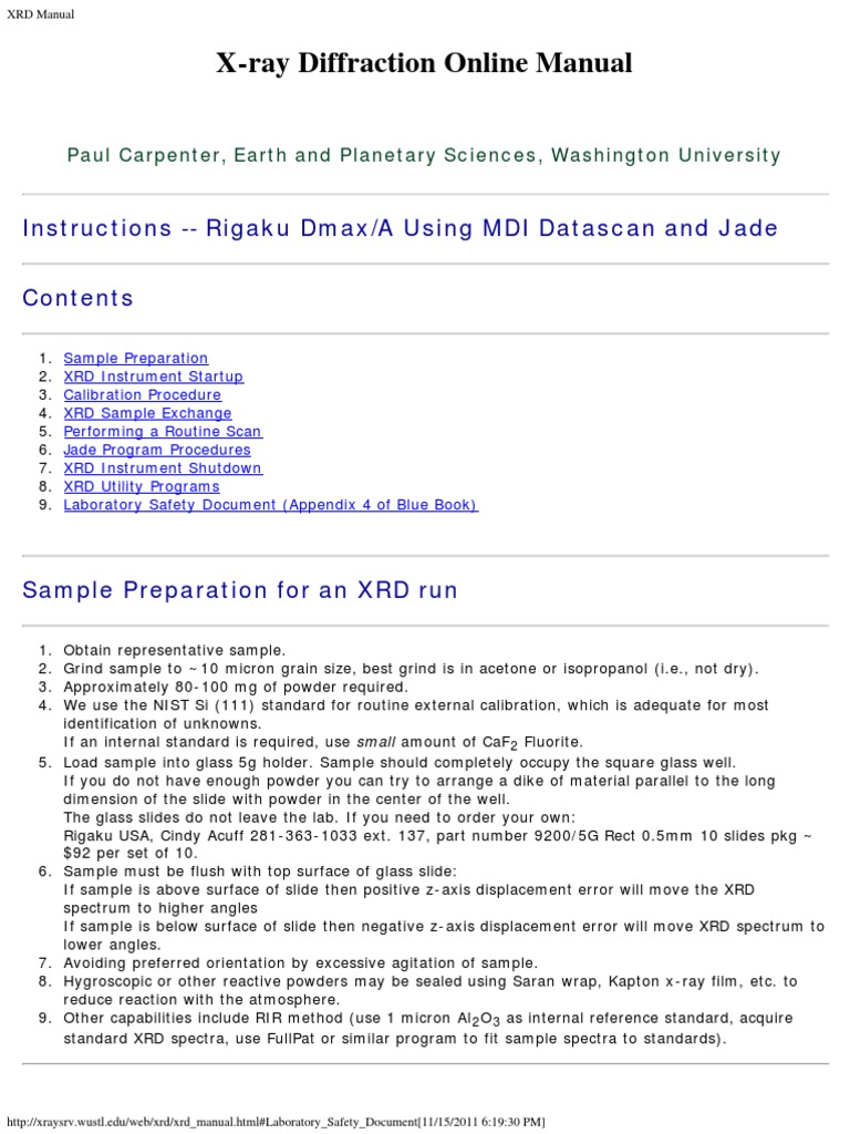 XRD Manual PDF | PDF | Radiation Protection | Laboratories