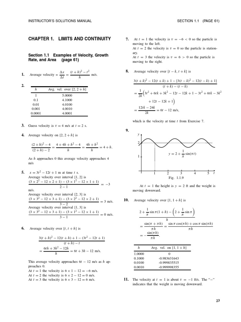 Solutions Chapter 1 Calculus Adams 6th Edition | PDF | Continuous ...