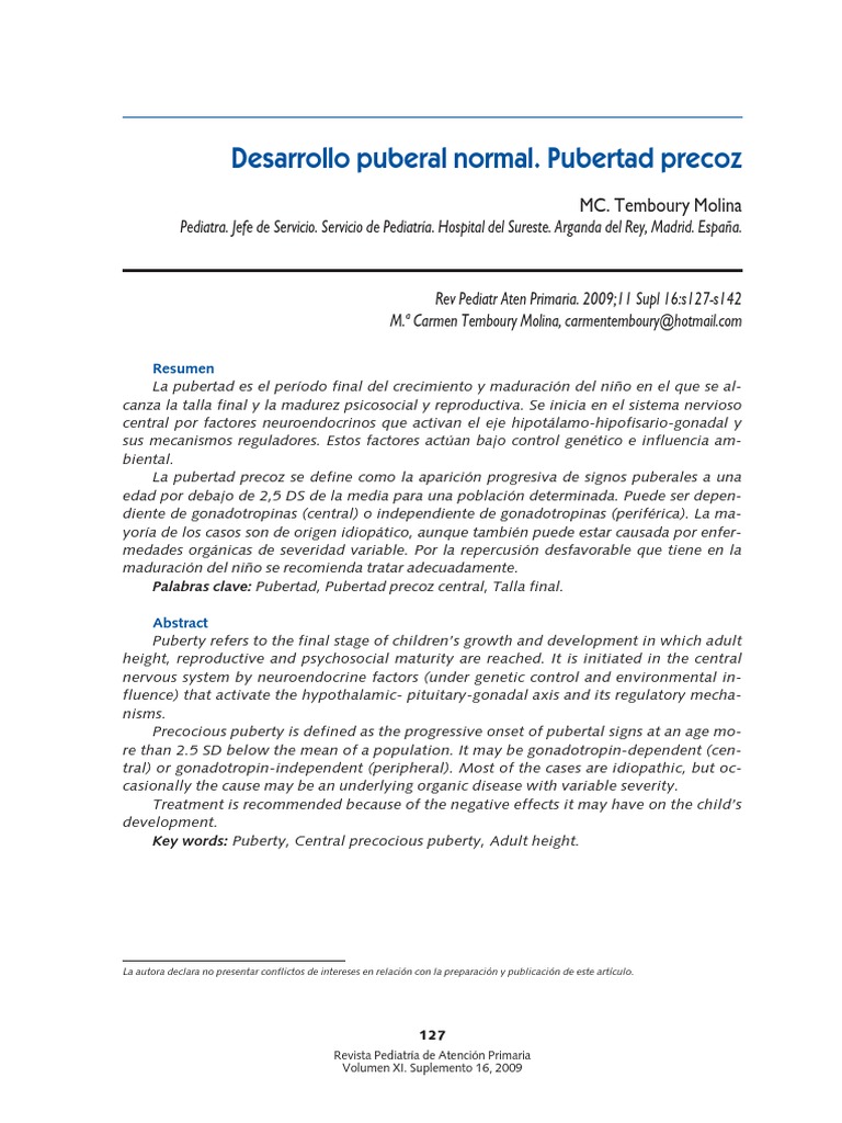 5 Desarrollo Puberal Y Escala De Tanner Pdf Pdf Pubertad Hormona